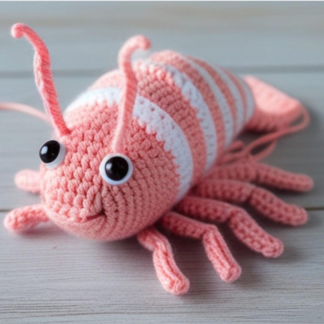 Shrimp Crochet Pattern Amigurumi Crochet Shrimp Pattern Cute Shrimp Pattern Crochet Sea Animals ...