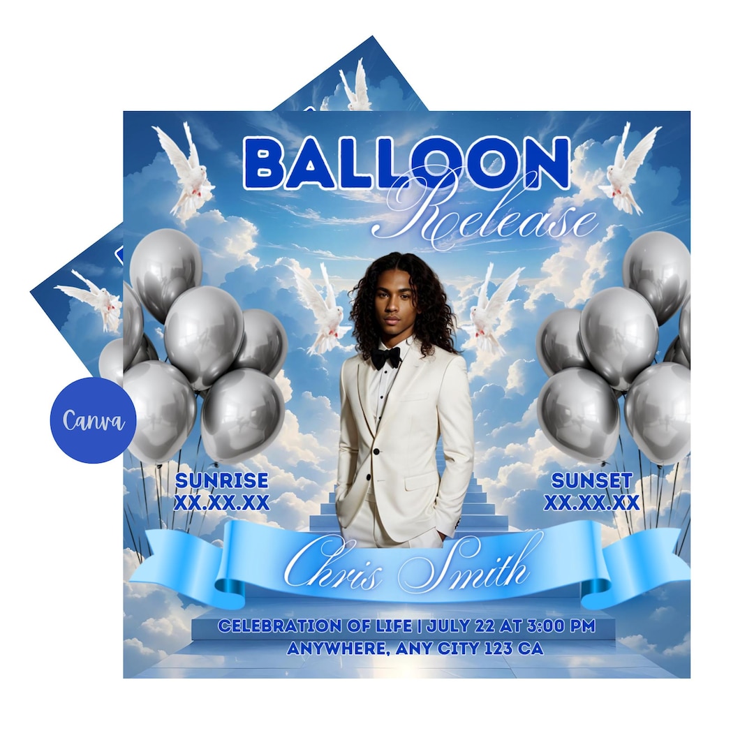 Flyer Template Balloon Release | Balloon Release Flyer Blue | Editable ...