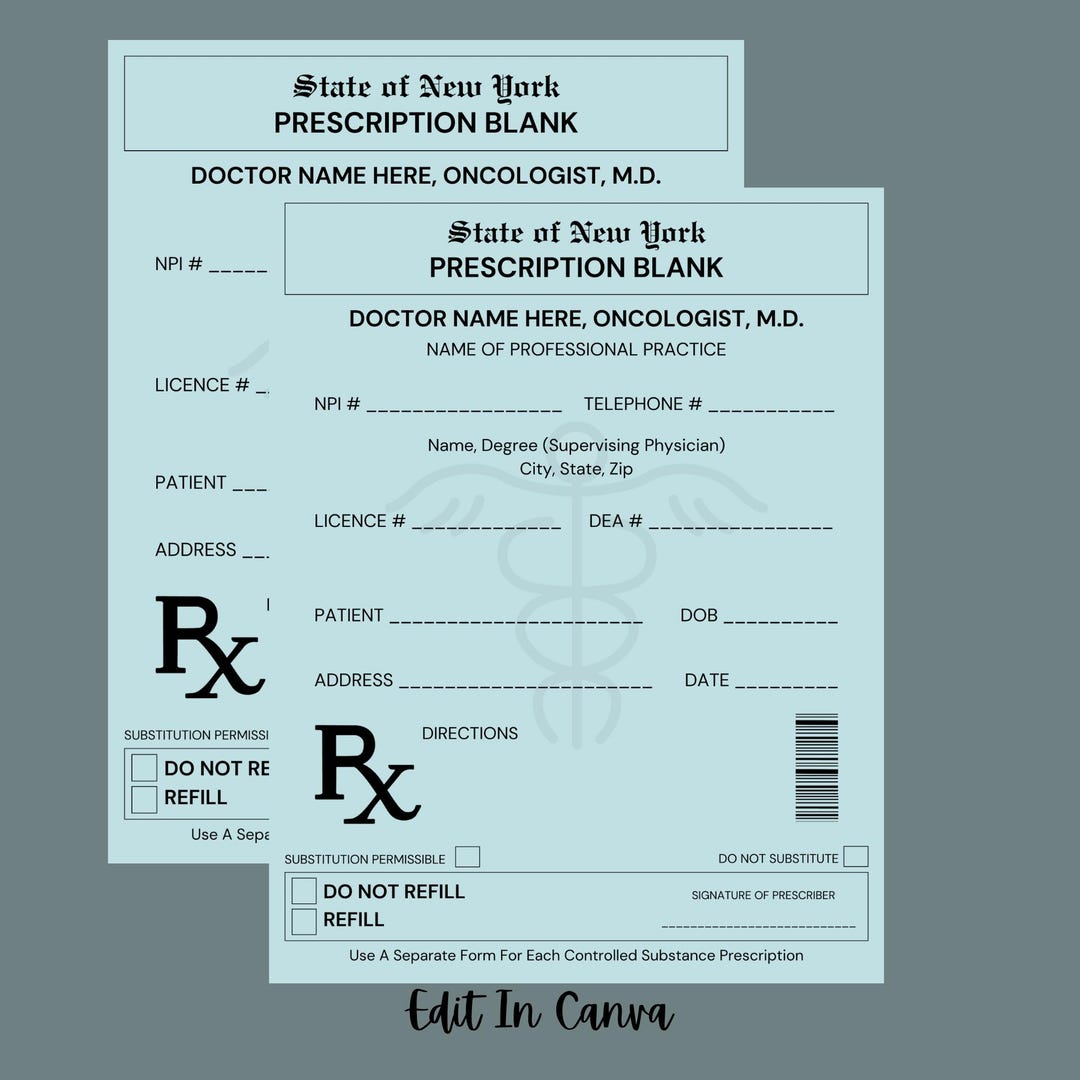Prescription Pad Template | Editable Medical Notepad | Printable Doctor ...