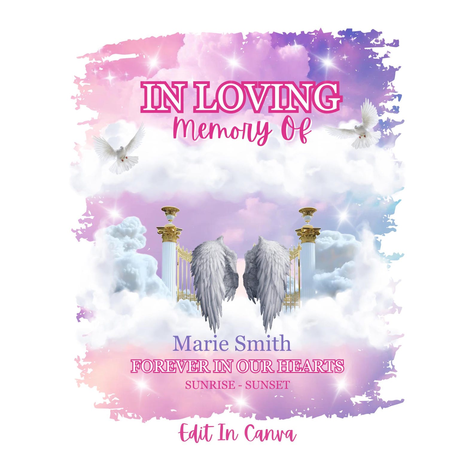 Pink Funeral Shirt Png | in Loving Memory | Editable Canva Template ...