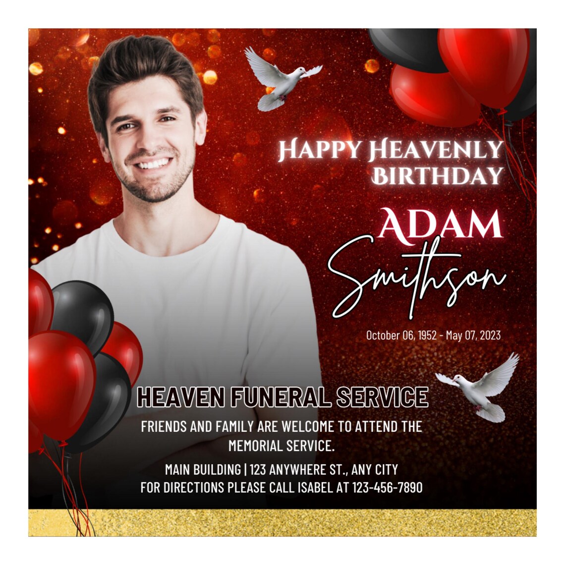 Heavenly Birthday Flyer | Memorial Birthday Flyer | Funeral Memorial ...