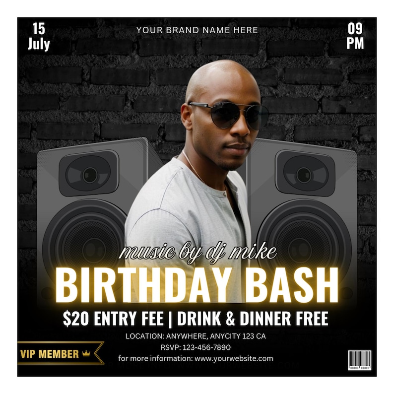 Male Birthday Flyer | Male Birthday Party Flyer | Male Birthday Flyer ...