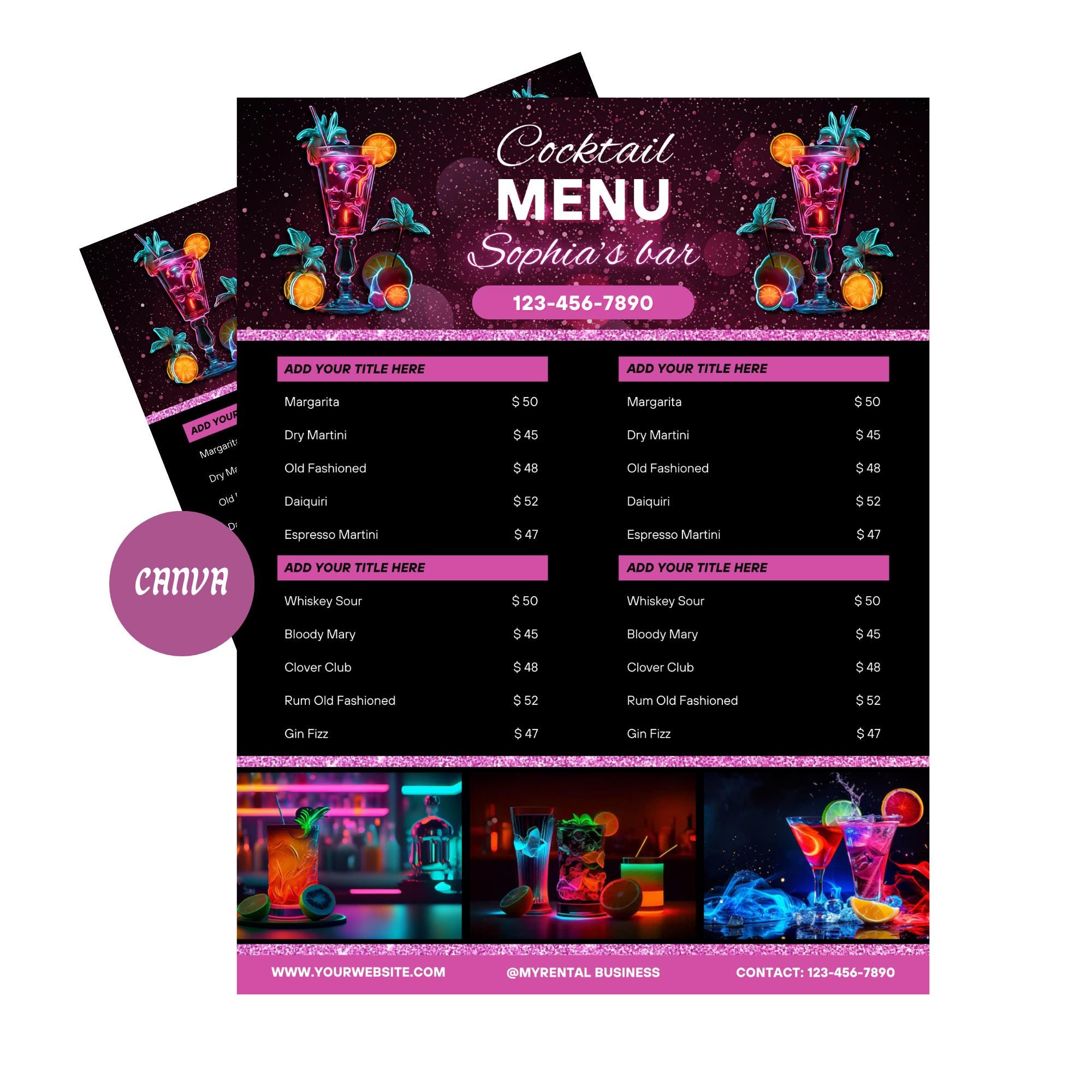 Cocktail Menu Flyer | Cocktail Drinks Flyer | Drink Menu | Bar Menu ...