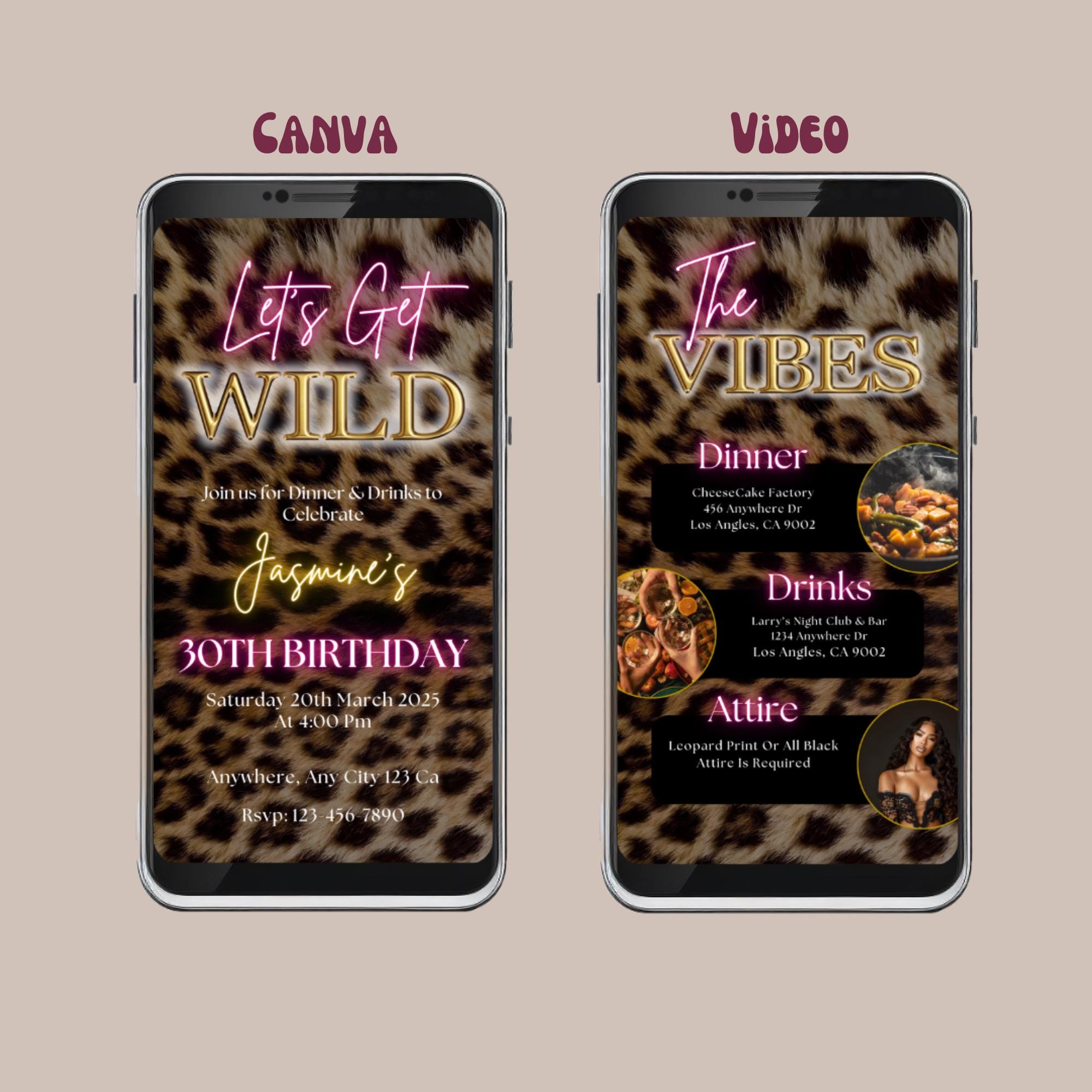 Cheetah Print Birthday Flyer | Cheetah Print Invites Adult | Animated ...