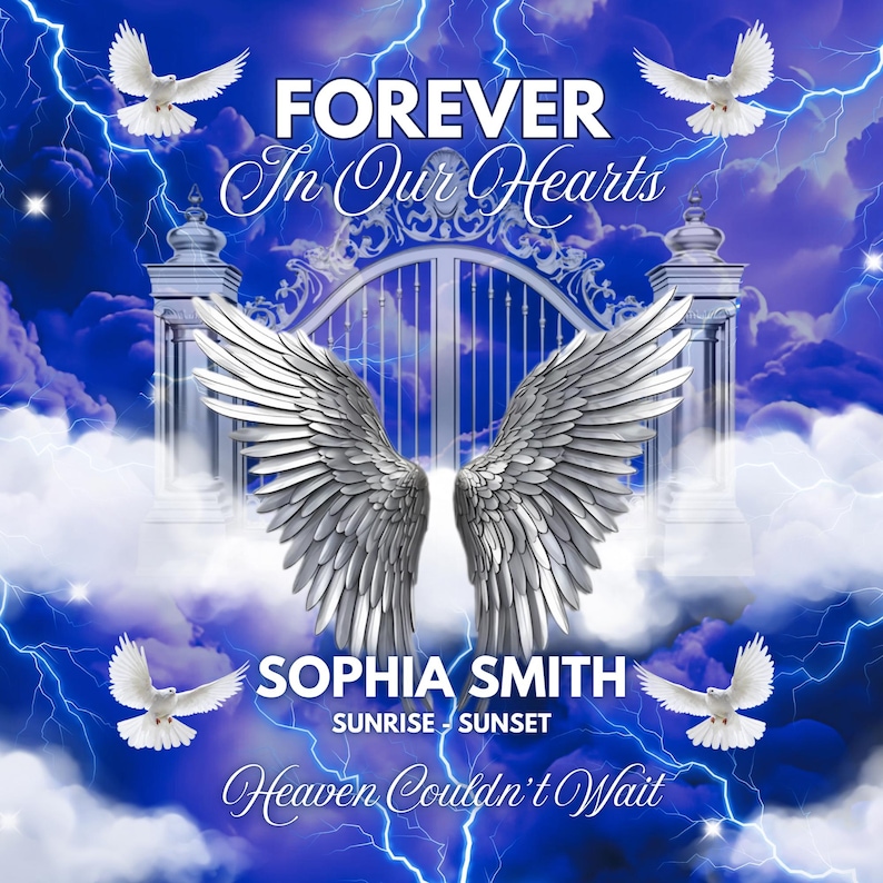 Royal Blue Heaven Background | 3d Memorial Shirt Canva | in Loving ...