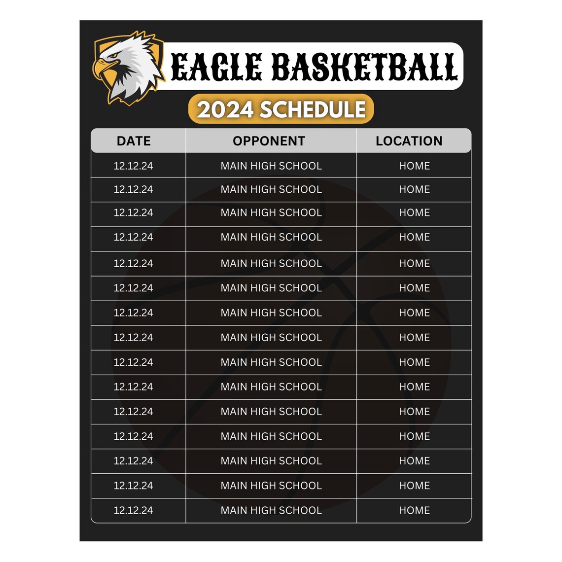 Basketball Schedule Template Canva | Editable Basketball Schedule ...