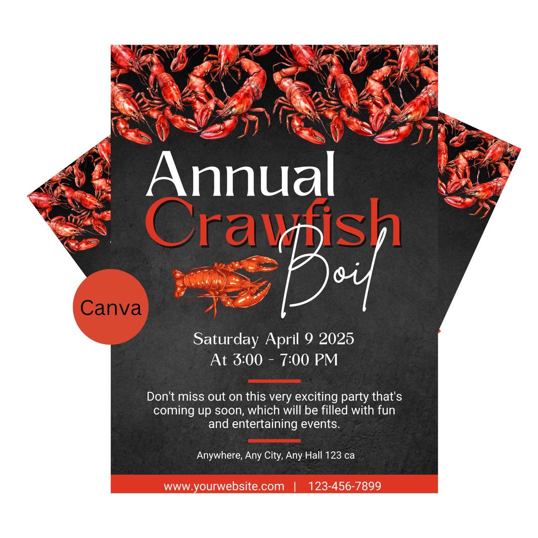 Crawfish Party Flyer | Seafood Boil Flyer | Editable Template ...