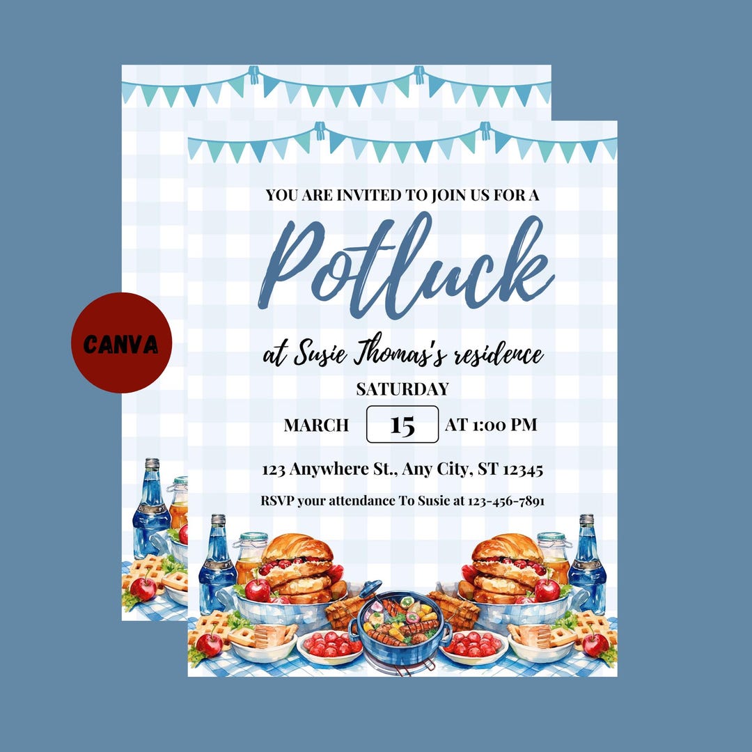 Pot Luck Flyer | Editable Potluck Invitation | Digital Picnic Invite ...