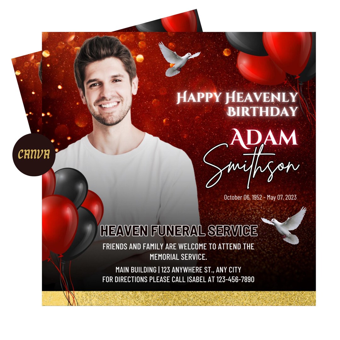 Heavenly Birthday Flyer | Memorial Birthday Flyer | Funeral Memorial ...