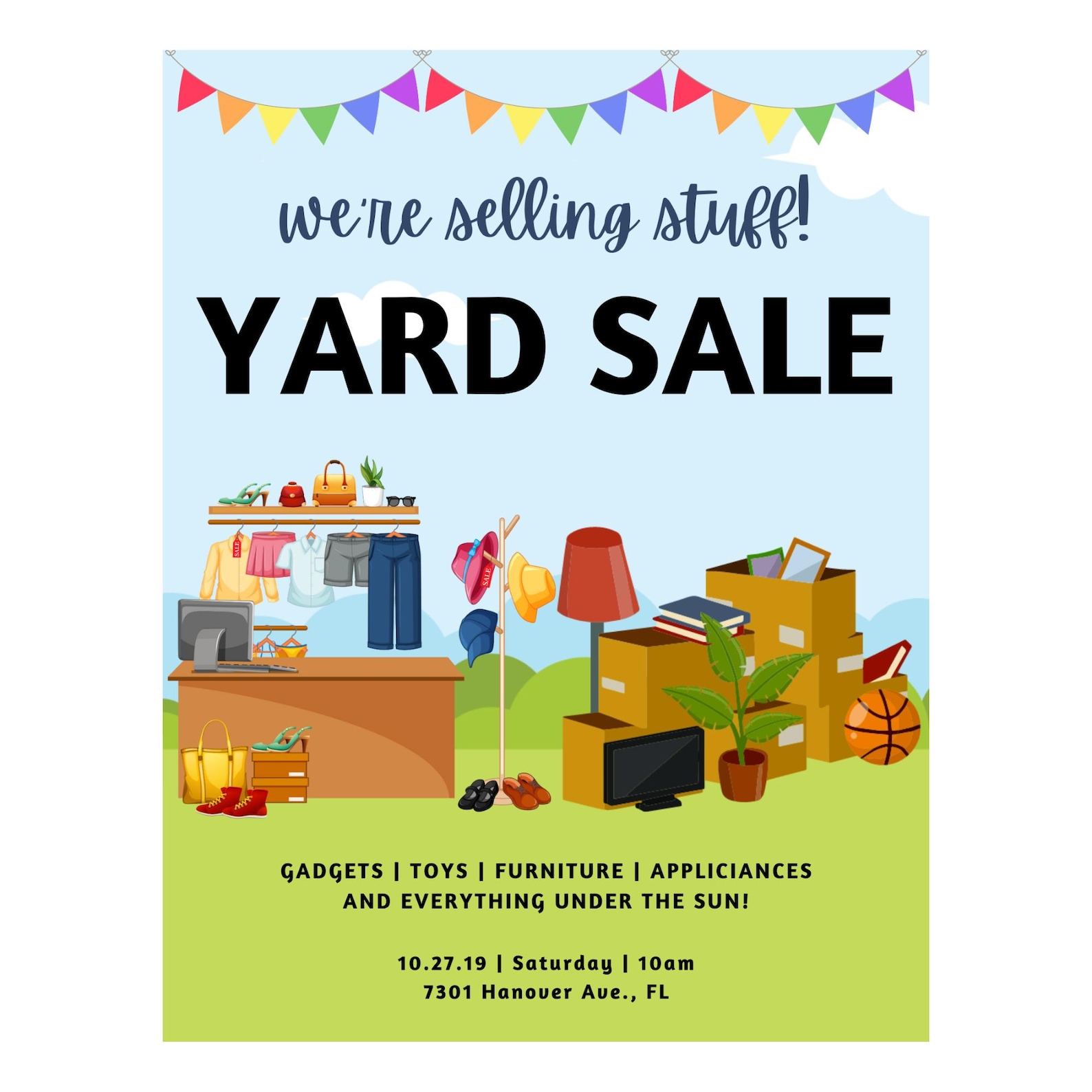 Yard Sale Flyer Canva Template | Community Rummage Sale Flyer | Yard ...
