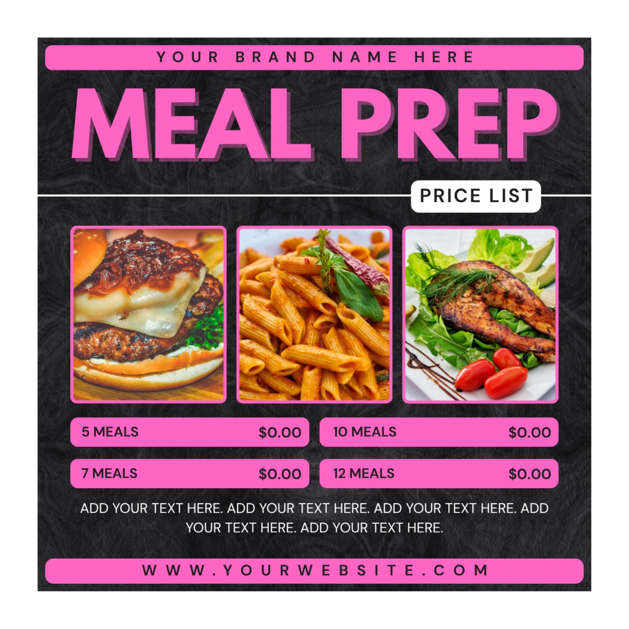 Meal Prep Flyer | Editable Canva Template | Customizable Food Promo ...