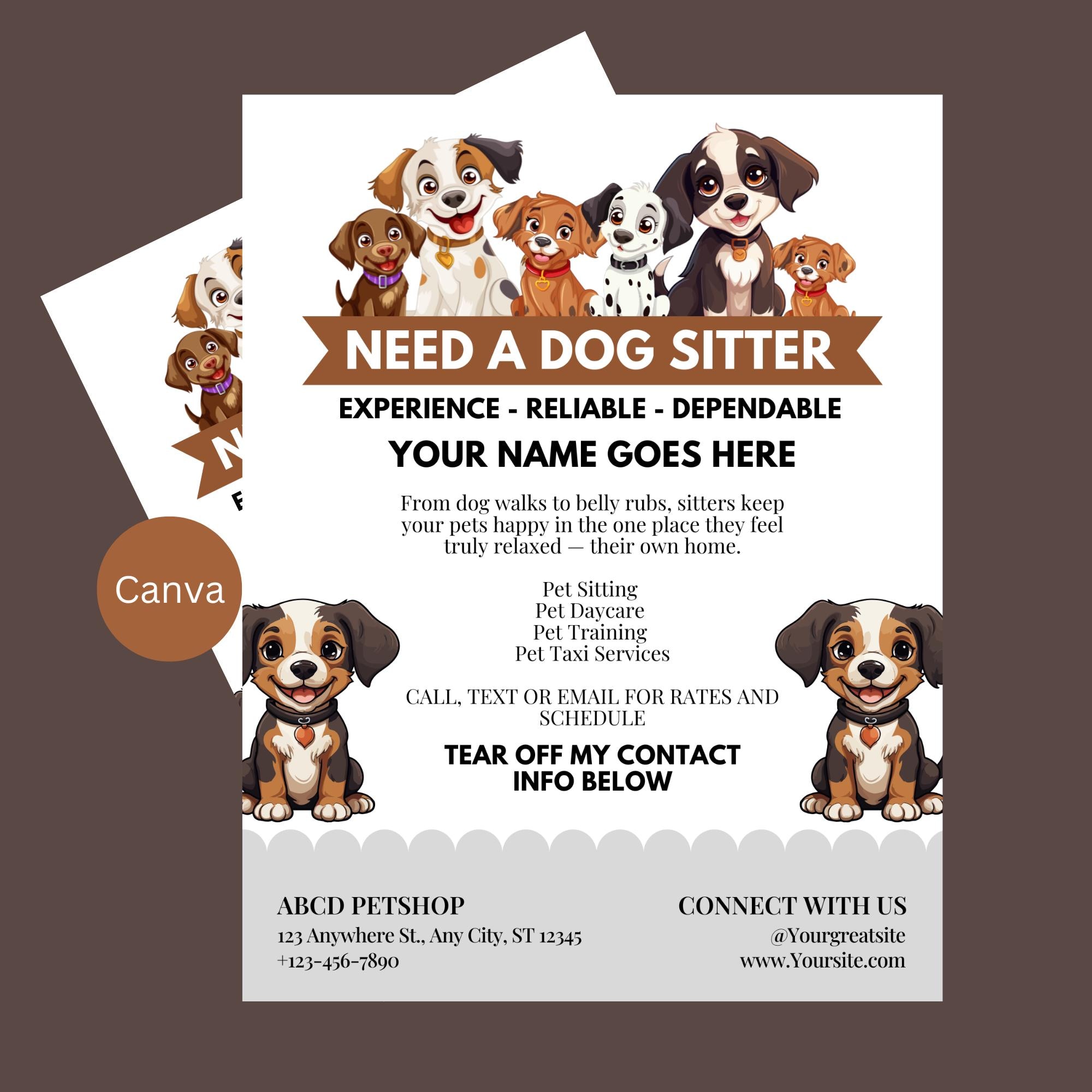 Pet Sitting Service Flyer | Dog Walker Flyer Template | Dog Walker ...