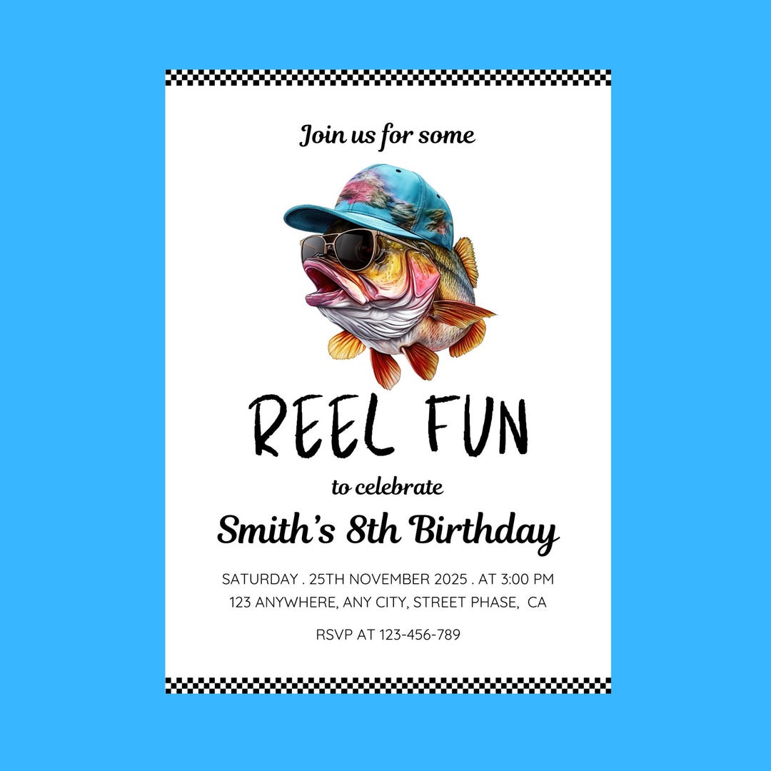 Bass Fishing Birthday Invite | Bass Fishing Invitation | Fishing ...