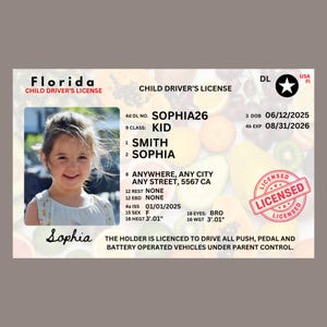 Drivers License Editable Template | Kids Play Driver License | Editable ...