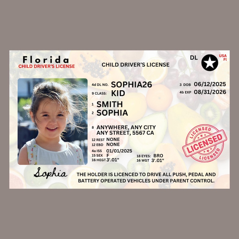 Drivers License Editable Template | Kids Play Driver License | Editable ...