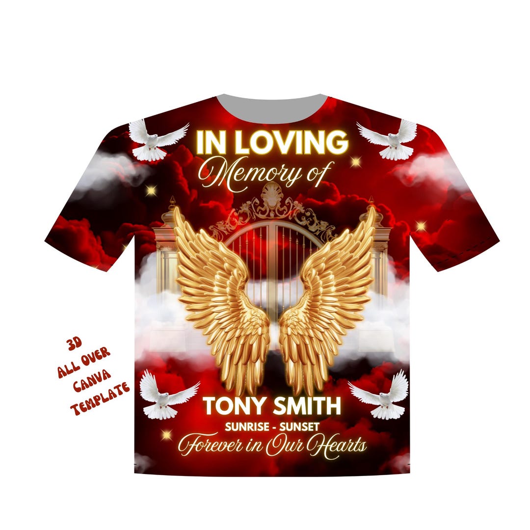 Memorial Shirt Template Canva Red | 3d Memorial Shirt Canva | in Loving ...