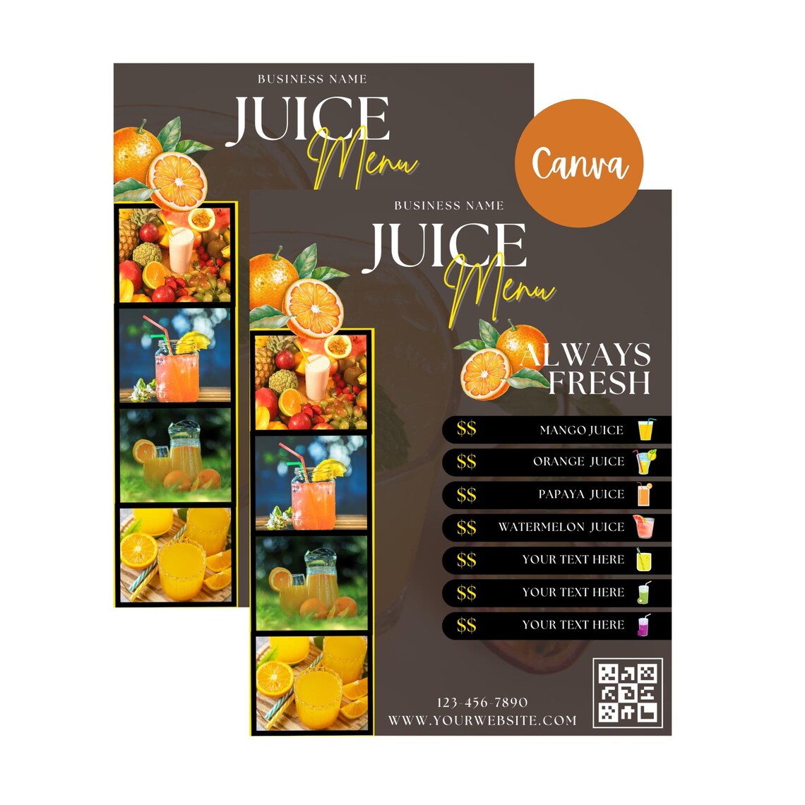Juice Bar Flyer | Drink Menu | Juice Menu Template | Canva Template ...