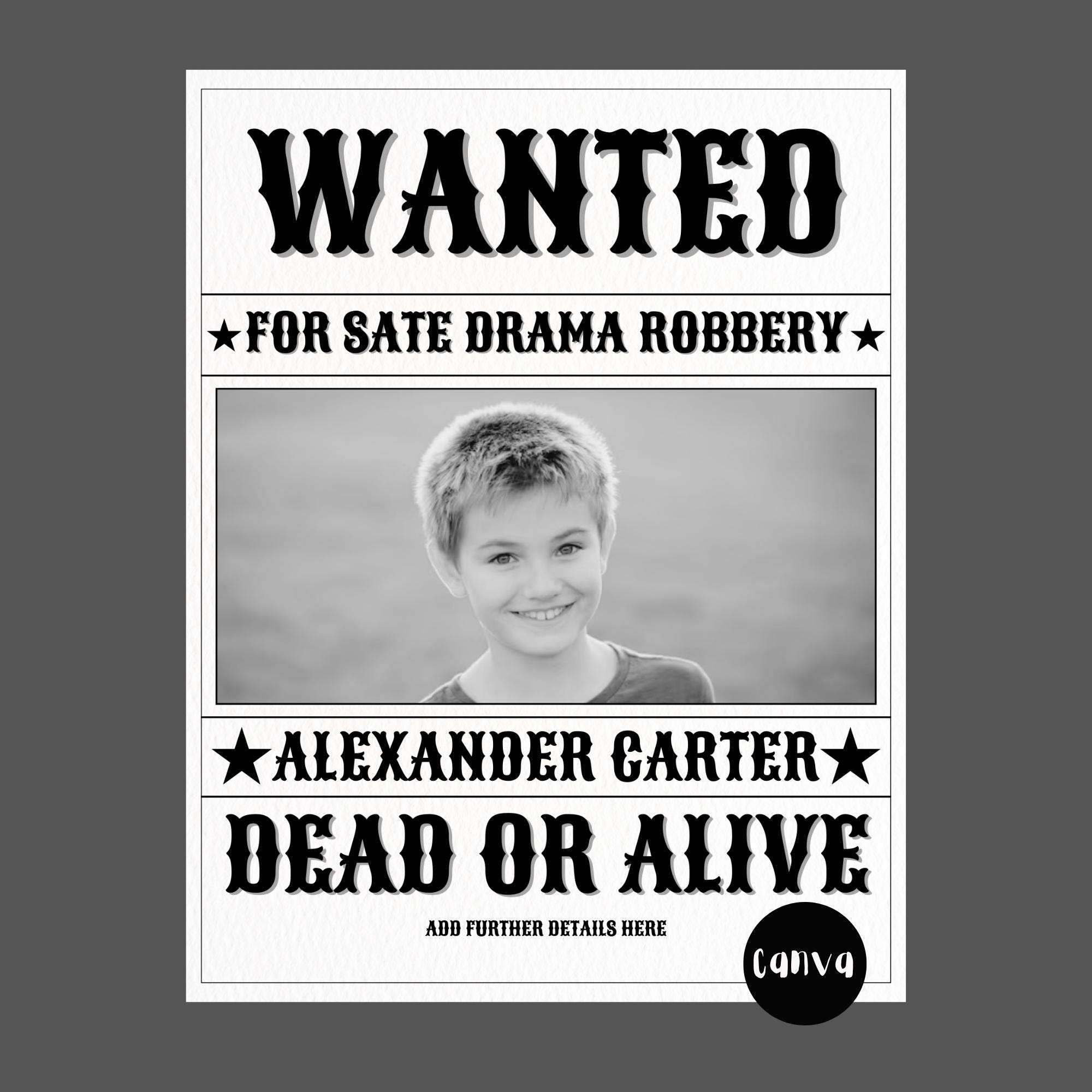 Wanted Poster Template Editable | Printable Cowboy Sign | Editable ...
