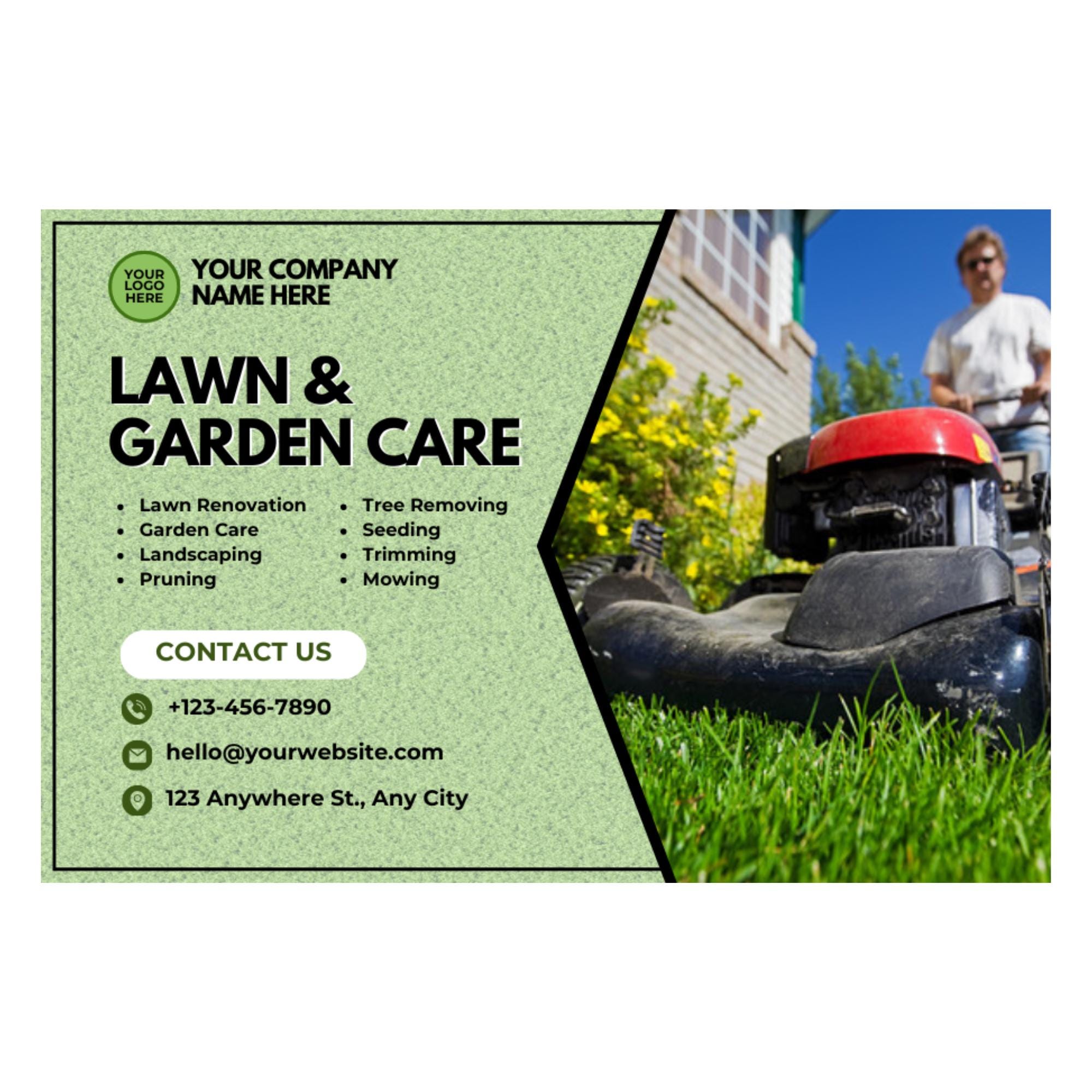 Lawn Care Business Card Template | Business Cards for Mowing | Lawn ...