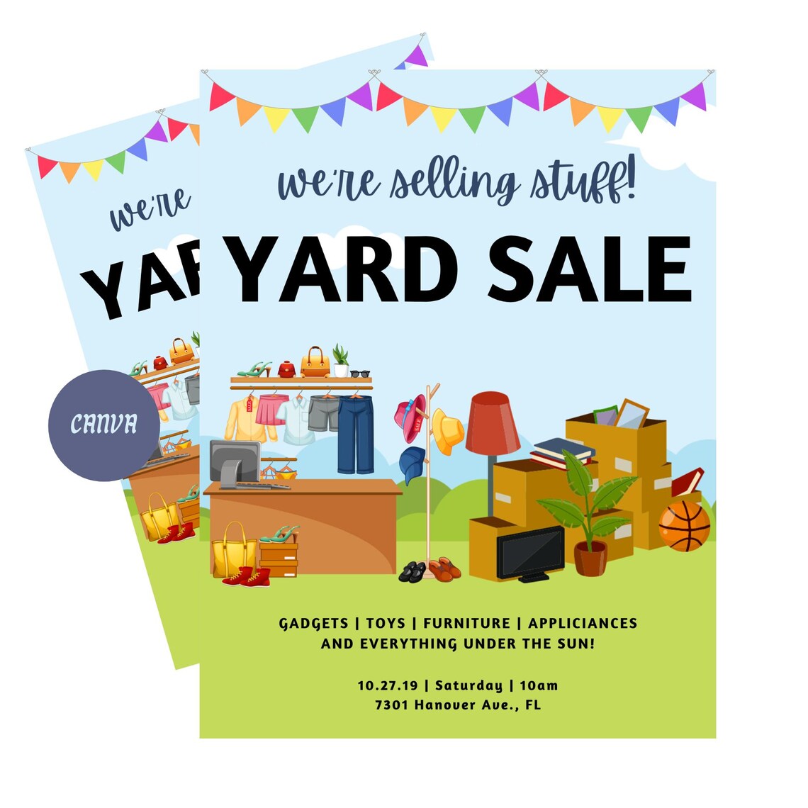 Yard Sale Flyer Canva Template | Community Rummage Sale Flyer | Yard ...