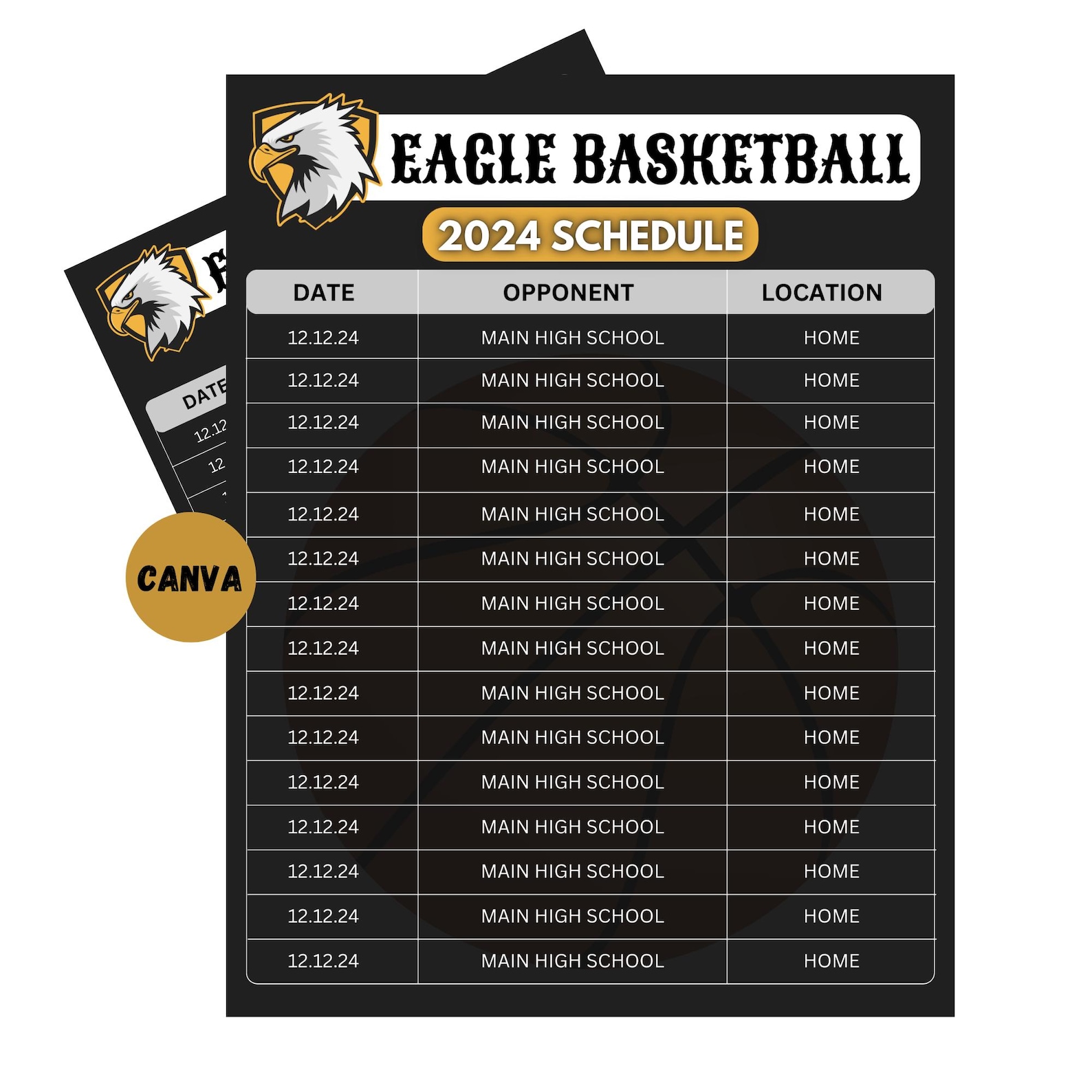Basketball Schedule Template Canva | Editable Basketball Schedule ...