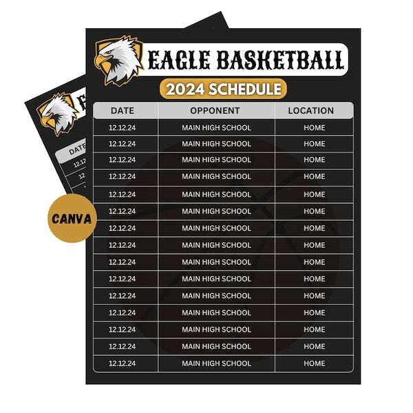 Basketball Schedule Template - Etsy
