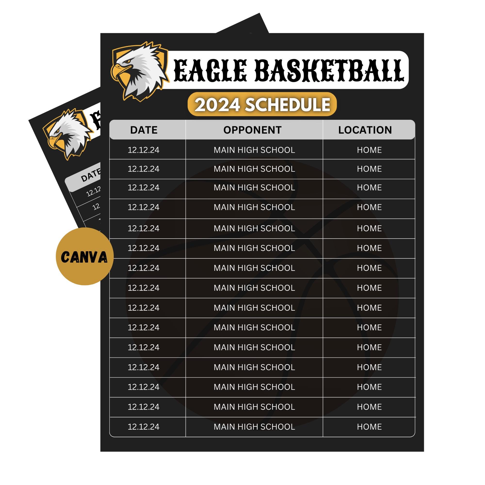Basketball Schedule Template Canva | Editable Basketball Schedule ...