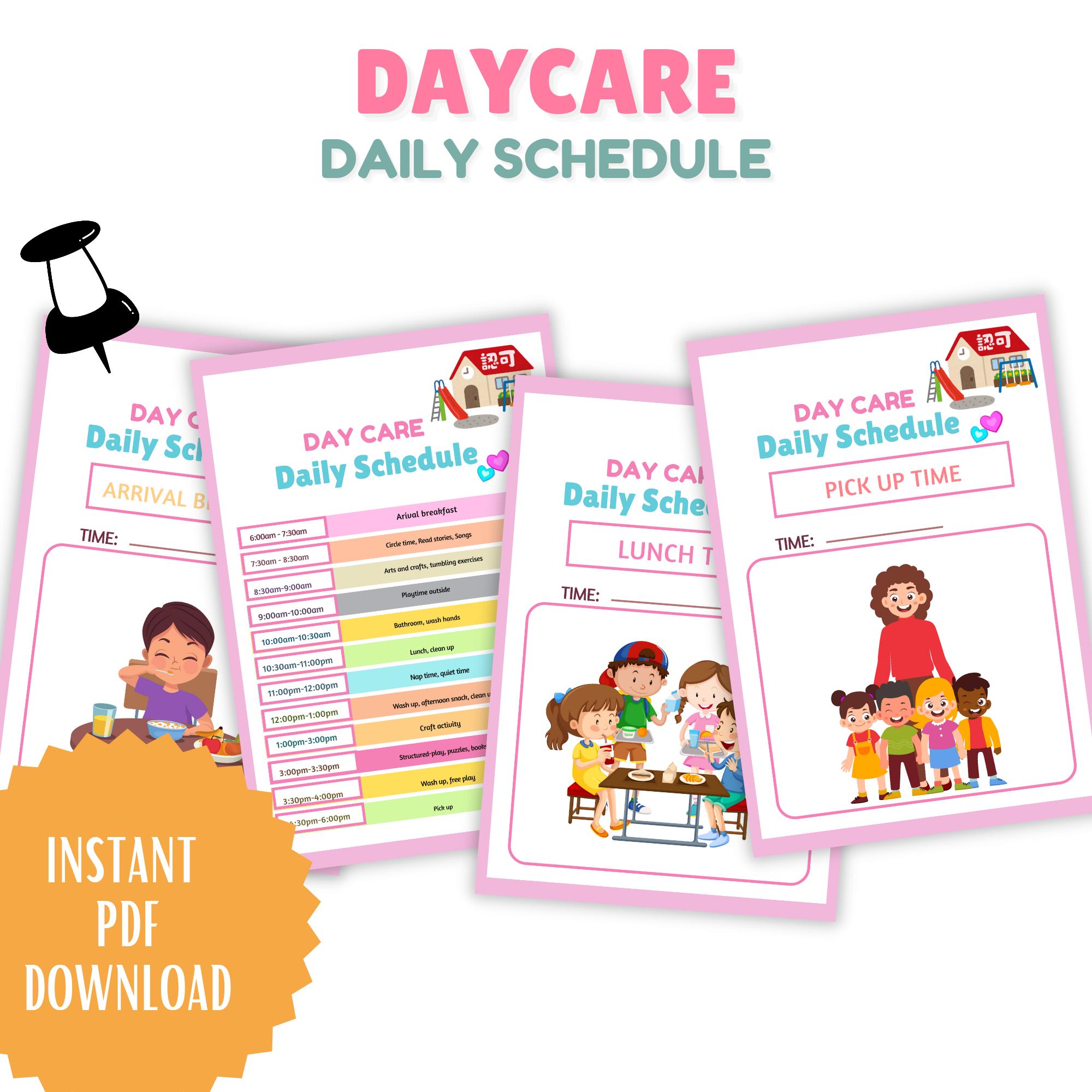 Daycare Classroom Schedule Daily Schedule for Home Daycare in Home ...
