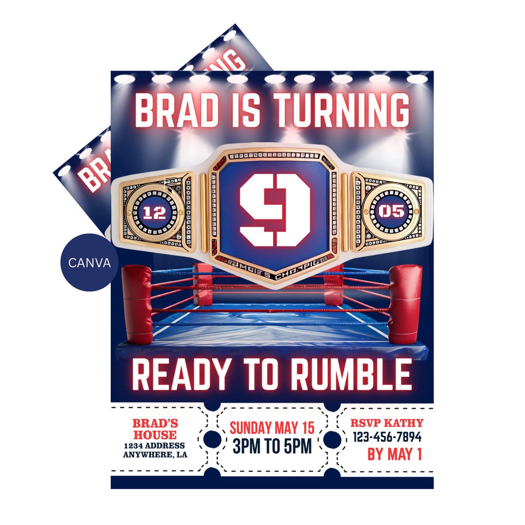Mma Birthday Invitation | Printable Boxing Card | Editable Boxing Card ...