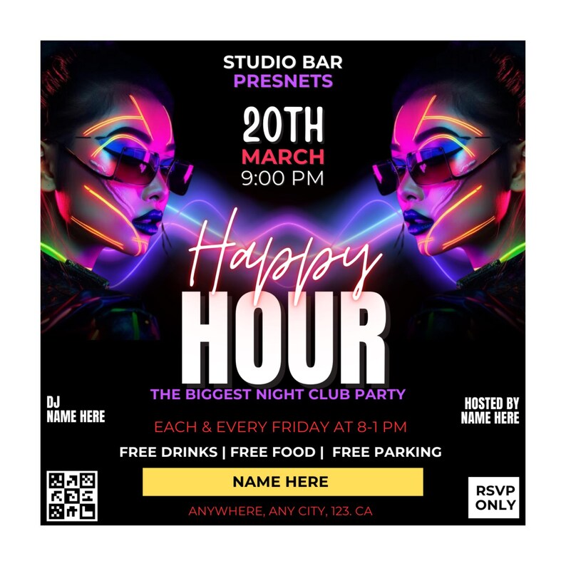 Happy Hour Club Flyer Happy Hour Flyer Canva Happy Hour Flyer Template ...