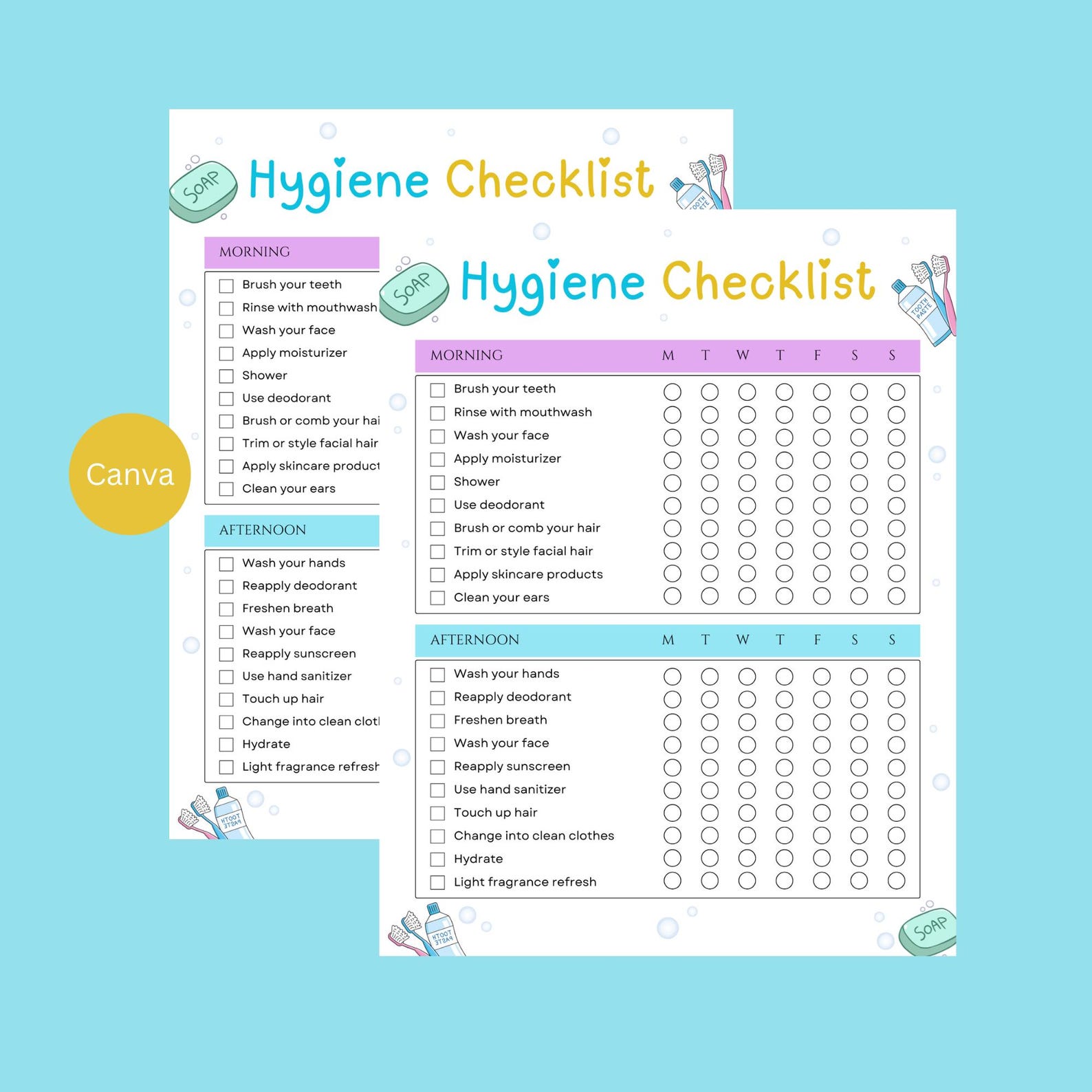 Personal Hygiene Checklist | Daily Route Tracker for Kids | Self- Care ...