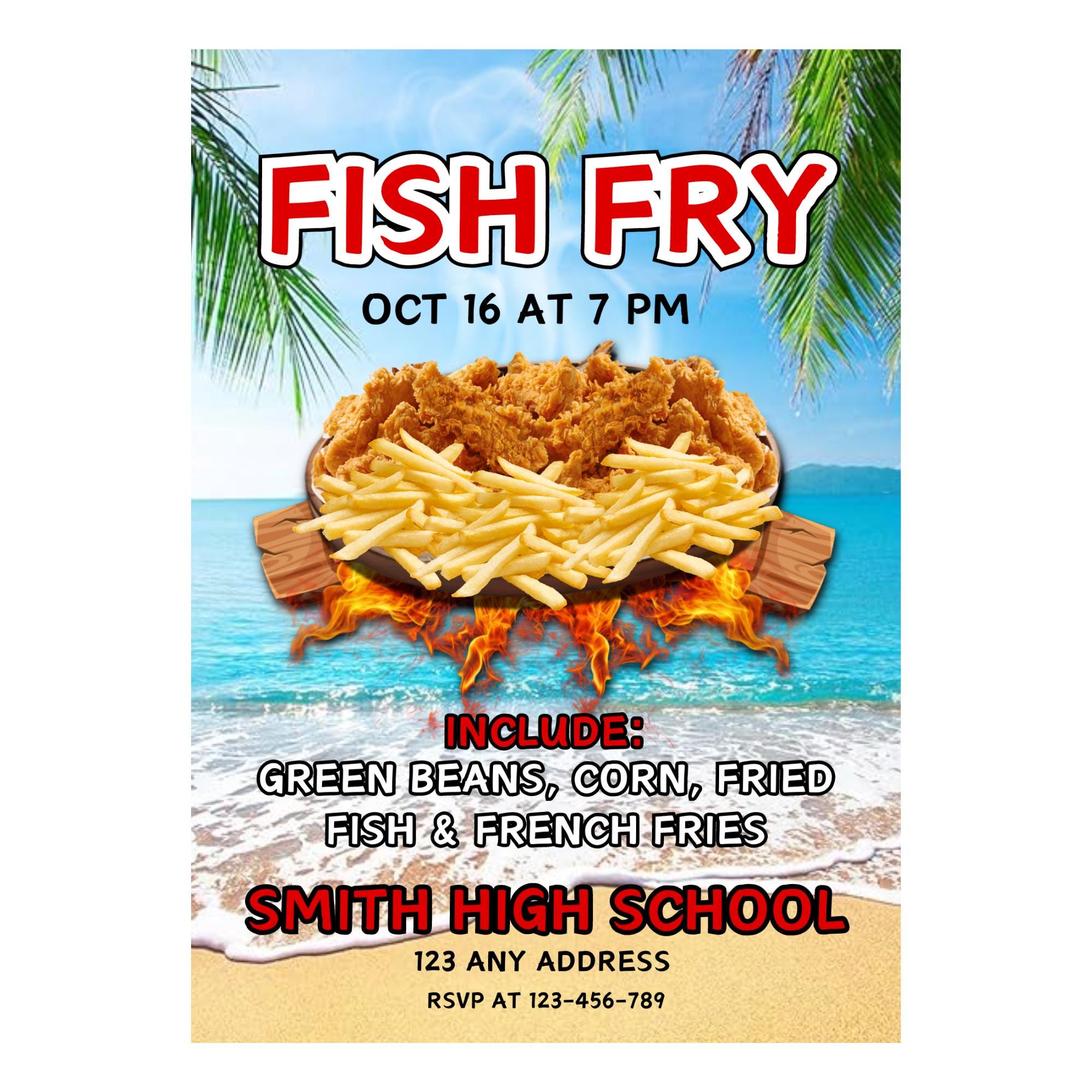 Fish Fry Template | Fish Fry Flyer | Fish and Fries Flyer | Fish Fry ...