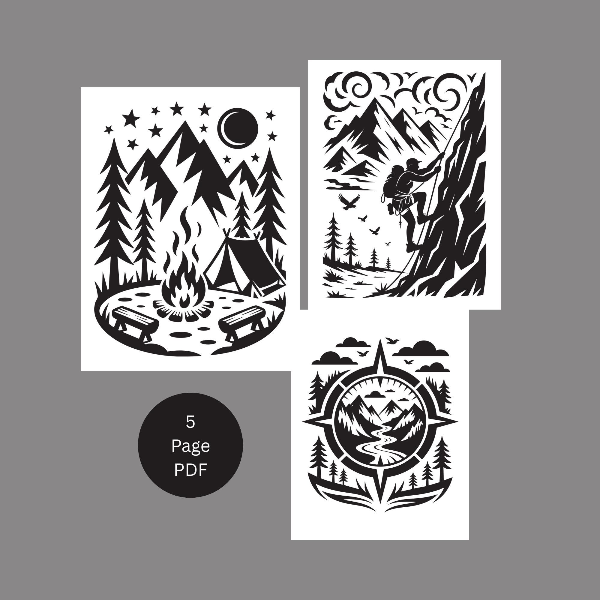 Monochrome Coloring Sheets | Printable Adult Coloring Pages | One Color ...