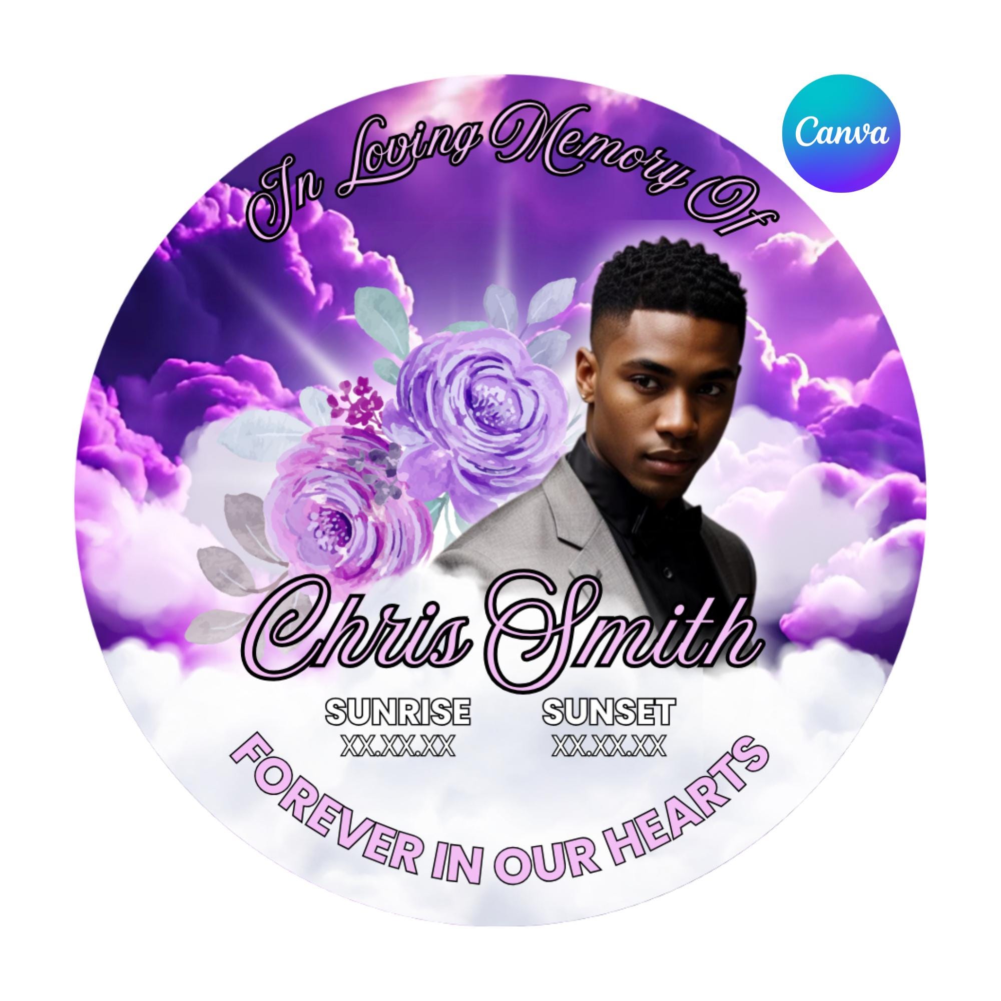 Memorial Button Template Canva | in Loving Memory Button Template ...