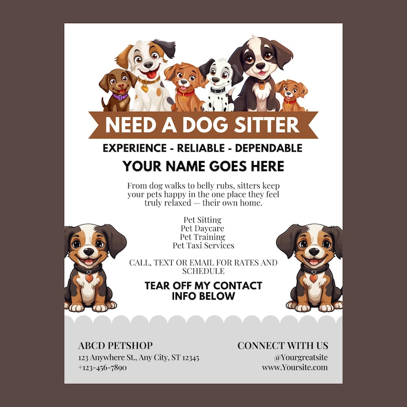 Pet Sitting Service Flyer | Dog Walker Flyer Template | Dog Walker ...