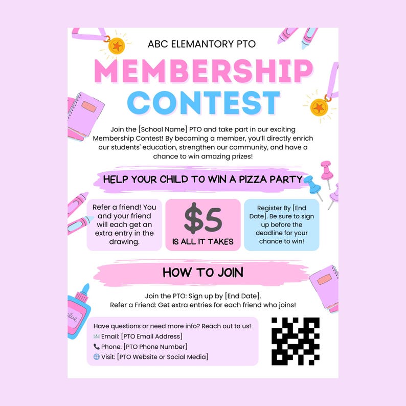 Pta Qr Code Flyer | Pta Membership Drive Flyer | Qr Code for School ...