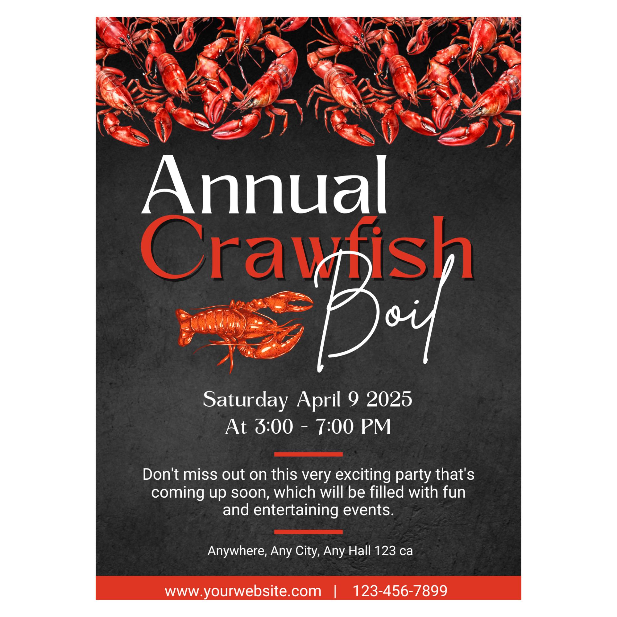 Crawfish Party Flyer | Seafood Boil Flyer | Editable Template ...