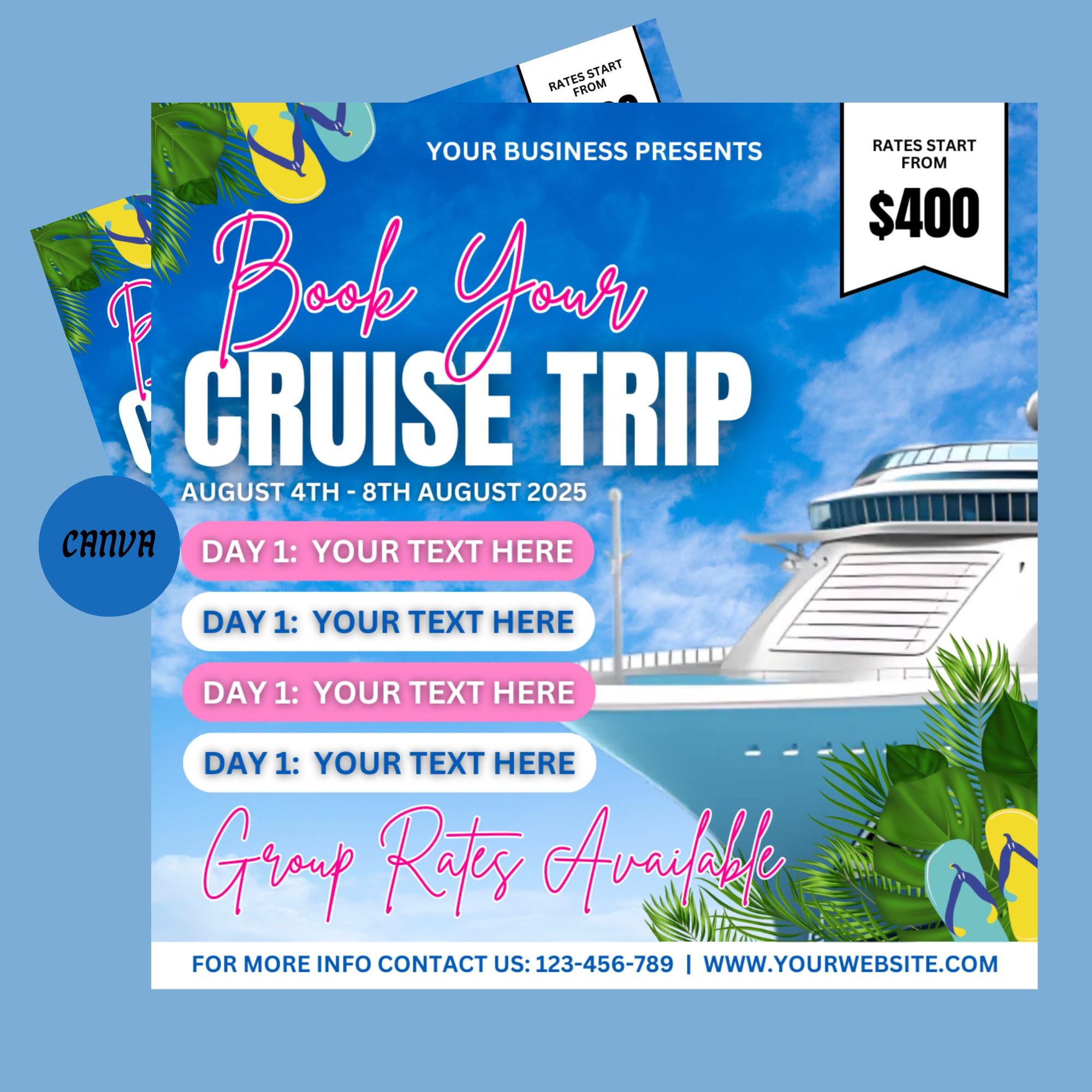 Cruise Trip Flyer Yacht Party Flyer Travel Agent Cruise Template
