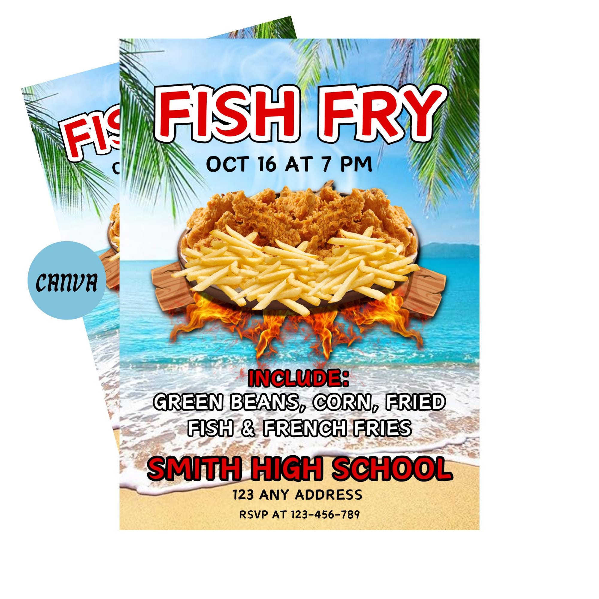 Fish Fry Template | Fish Fry Flyer | Fish and Fries Flyer | Fish Fry ...