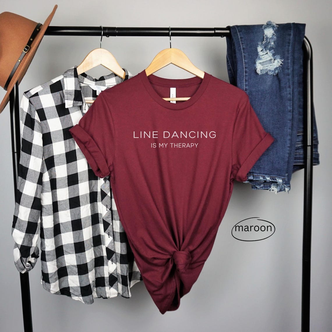 Line Dance Shirt, Western Dance T-shirt, Line Dancing is My Therapy ...