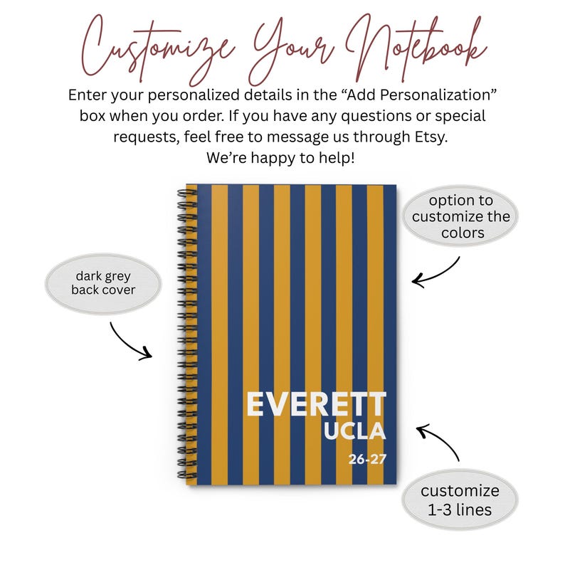 Personalized Notebooks for Students, School Colors Custom Name Journal ...
