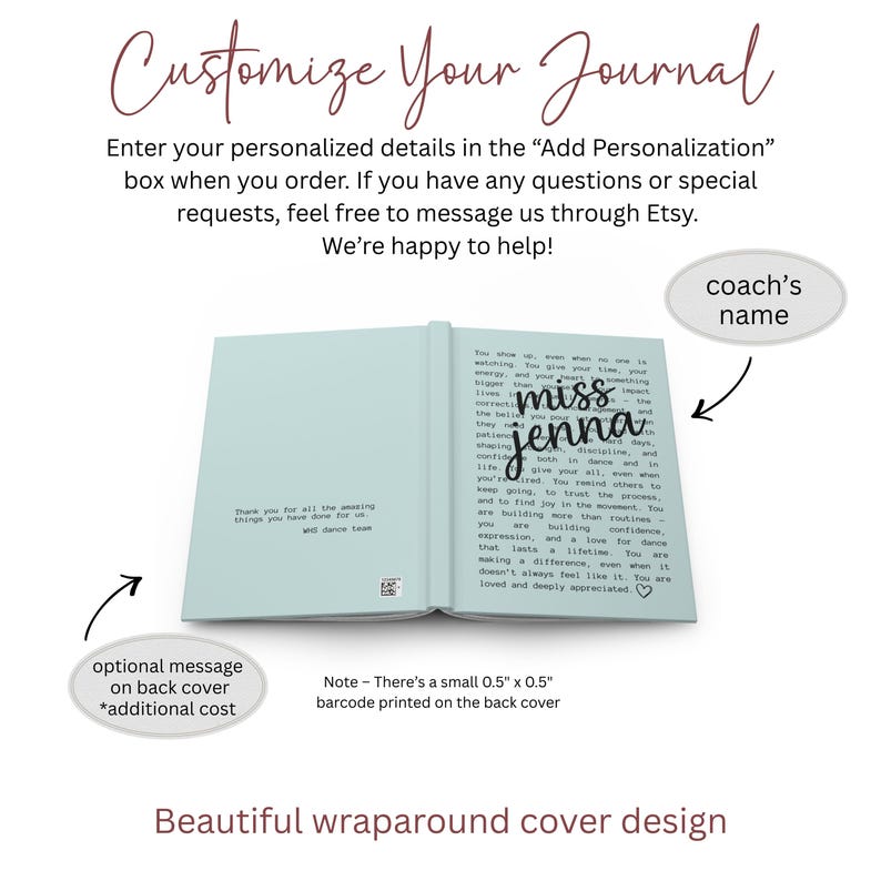 Personalized Dance Teacher Notebook, Custom Dance Coach Gift Journal ...