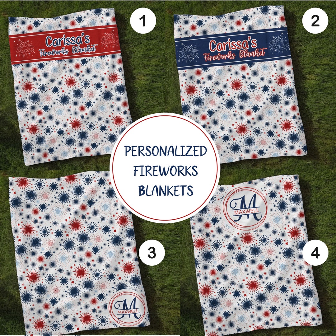 Personalized Monogrammed Fireworks Throw Blanket, Custom Family Name ...