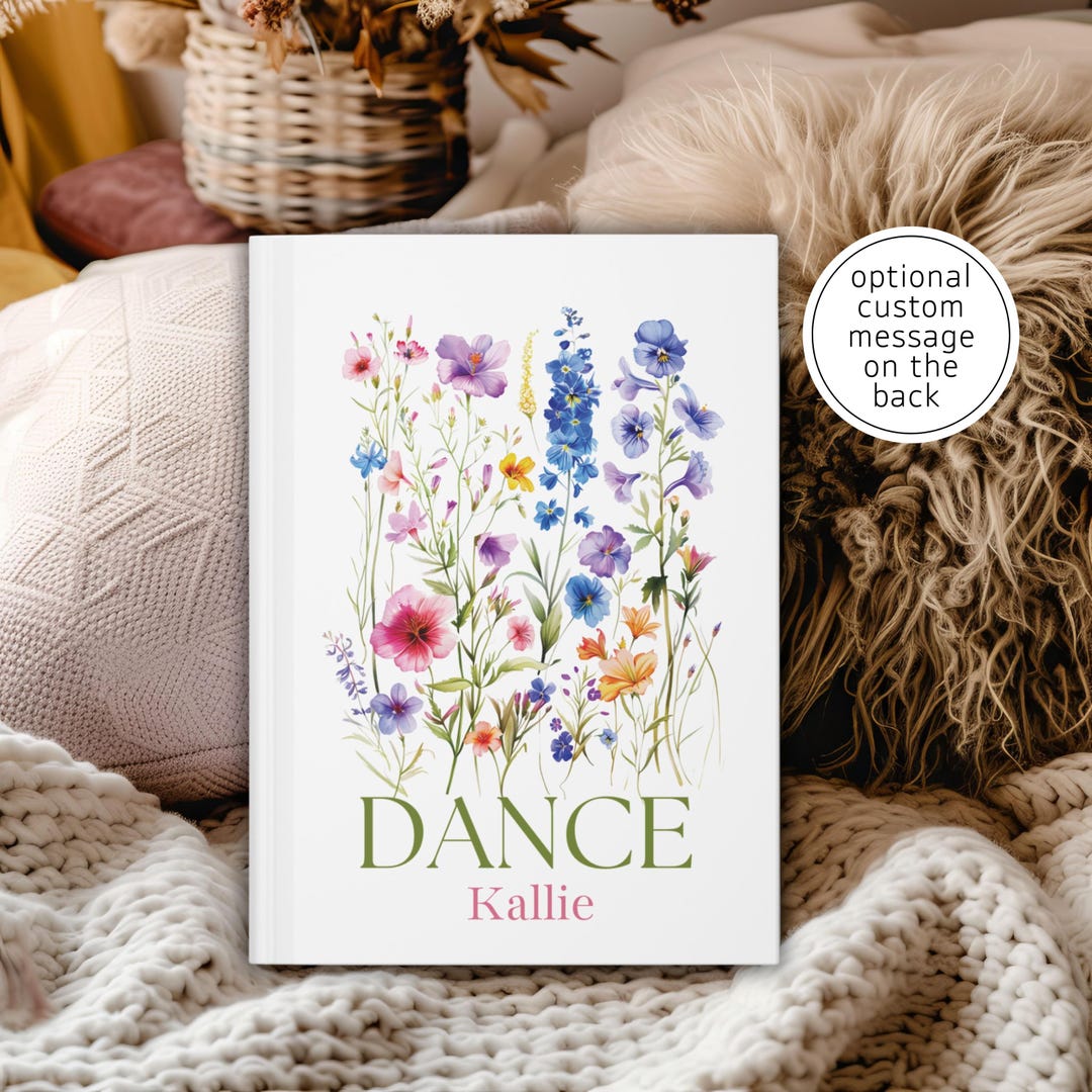 Personalized Dance Journal, Floral Wildflower Hardcover Journal for ...