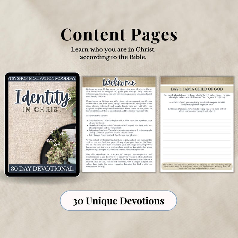 30 Day Devotional - Identity in Christ - Etsy