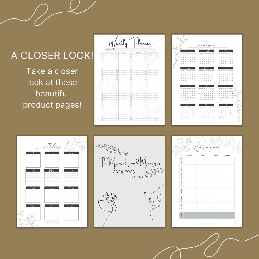 Line Art Mental Load Planner july 2024-december 2025 - Etsy