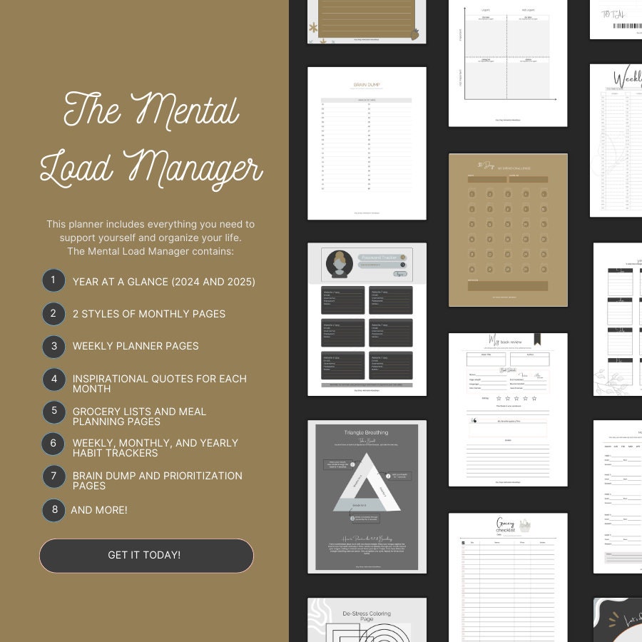 Line Art Mental Load Planner july 2024-december 2025 - Etsy