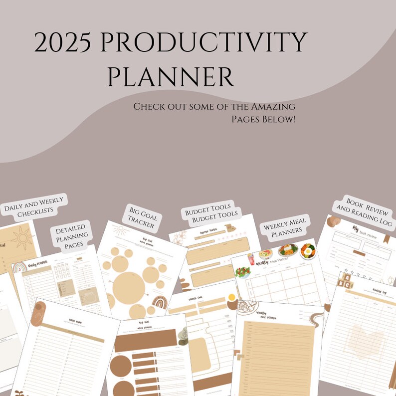 2025 Planner and Habit Tracker Neutral Tones With Empowering Quotes - Etsy