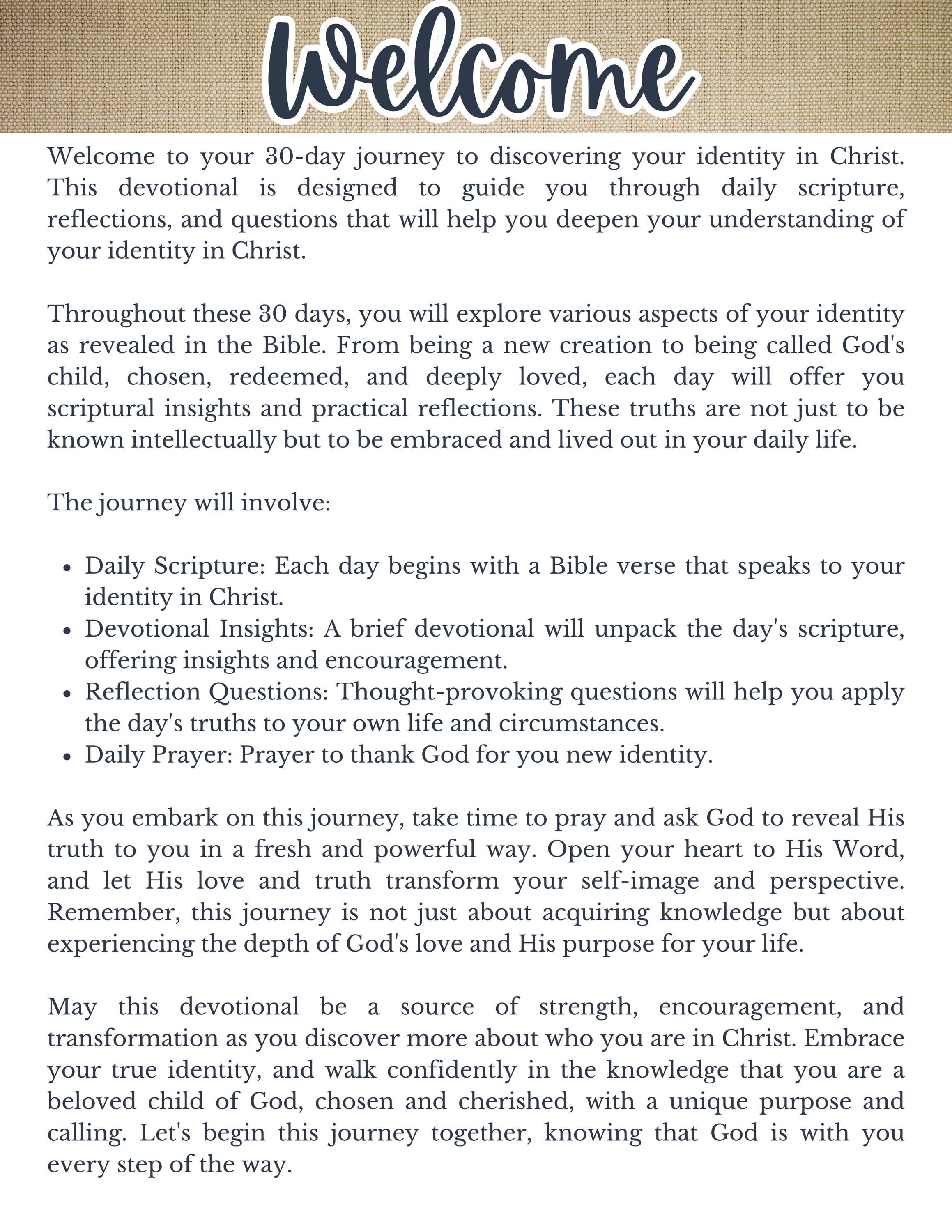 30 Day Devotional - Identity in Christ - Etsy