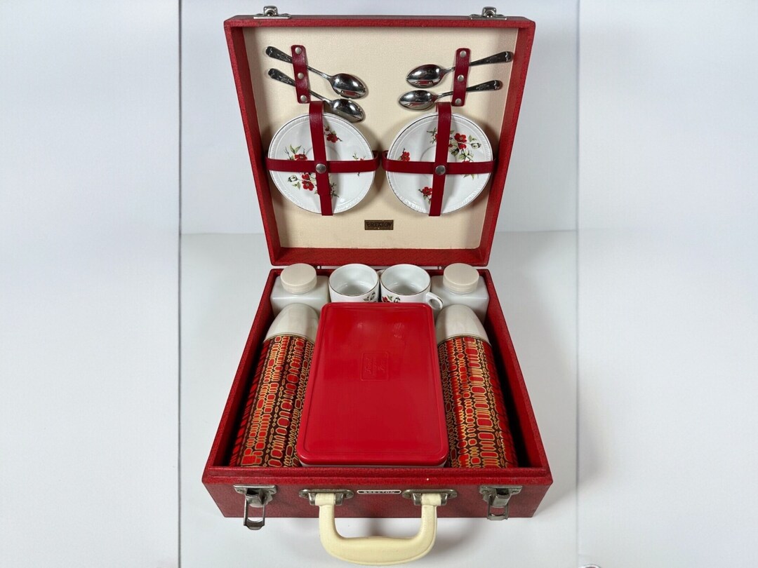 Vintage Brexton Picnic Set 1960's Red tea for Four Vgc - Etsy